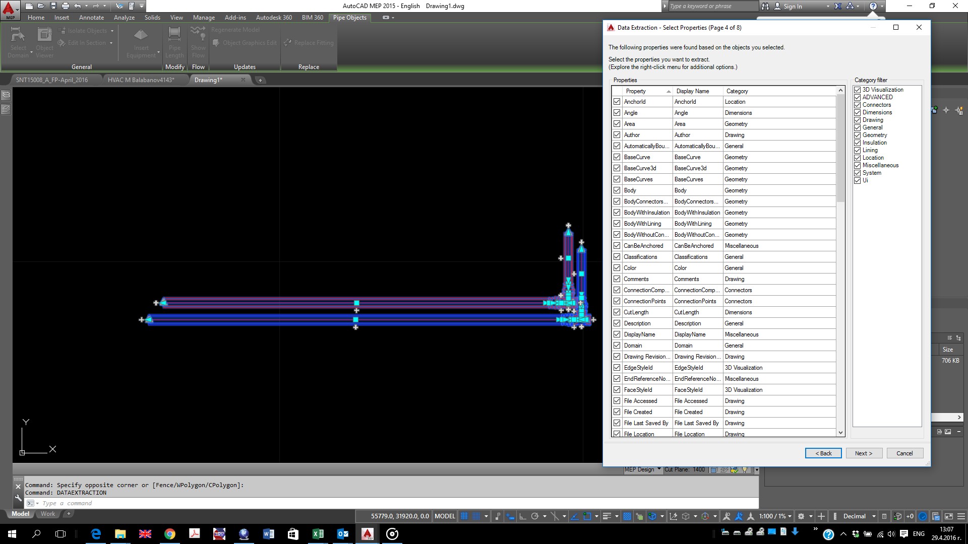 Dataextraction в Autocad Mep как да ми изкара количества на различните диаметри тръби Аула бг