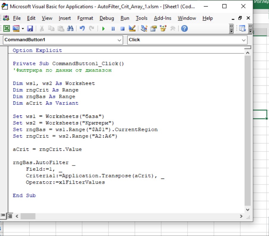  AutoFilter VBA 